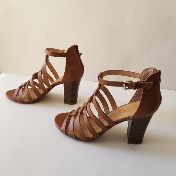XOXO | Shoes | Xoxo Baxter Dress Tan Chunky Heel Sandals Size | Poshmark